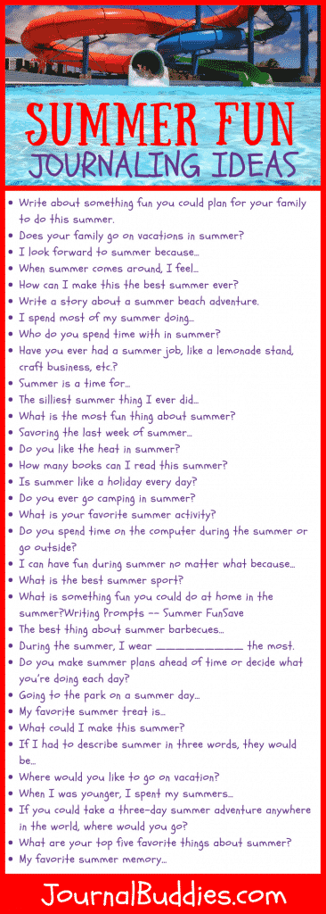 53 Sizzling Summer Fun Writing Ideas » JournalBuddies.com