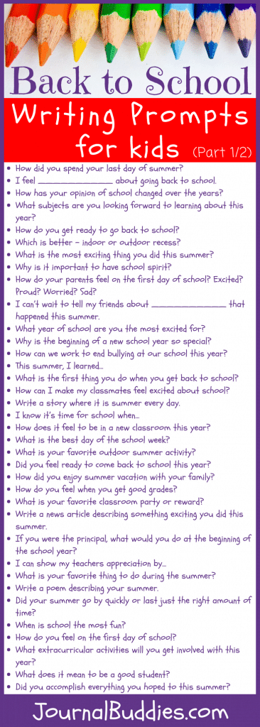 57 Back to School Prompts for Kids » JournalBuddies.com