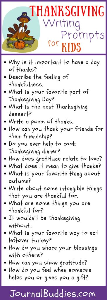 November Writing Prompts for Kids 7 Thanksgiving Activities and Bonus ...