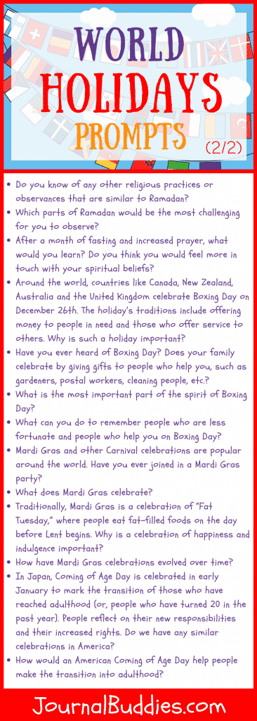 25 Fun Holidays Around the World Prompts » JournalBuddies.com