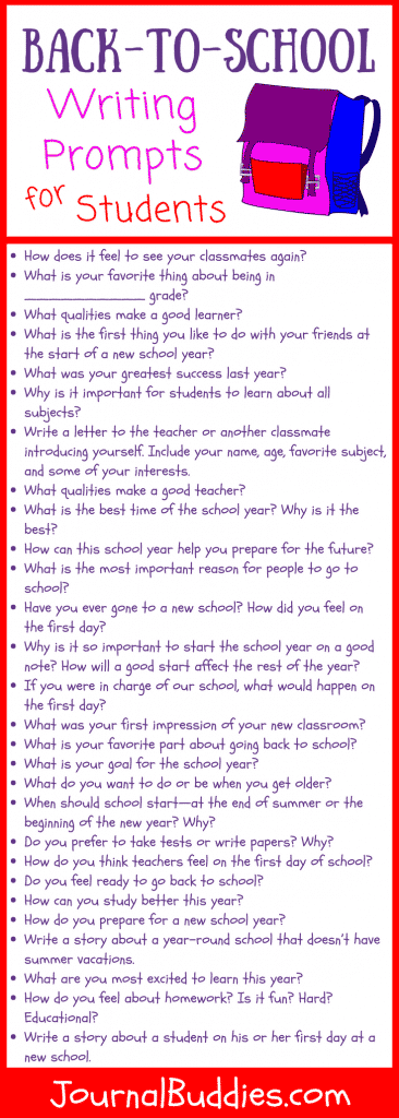 51 Great Back to School Writing Prompts » JournalBuddies.com