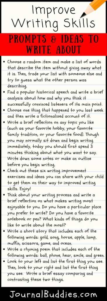 Improve Writing Skills Exercises » JournalBuddies.com