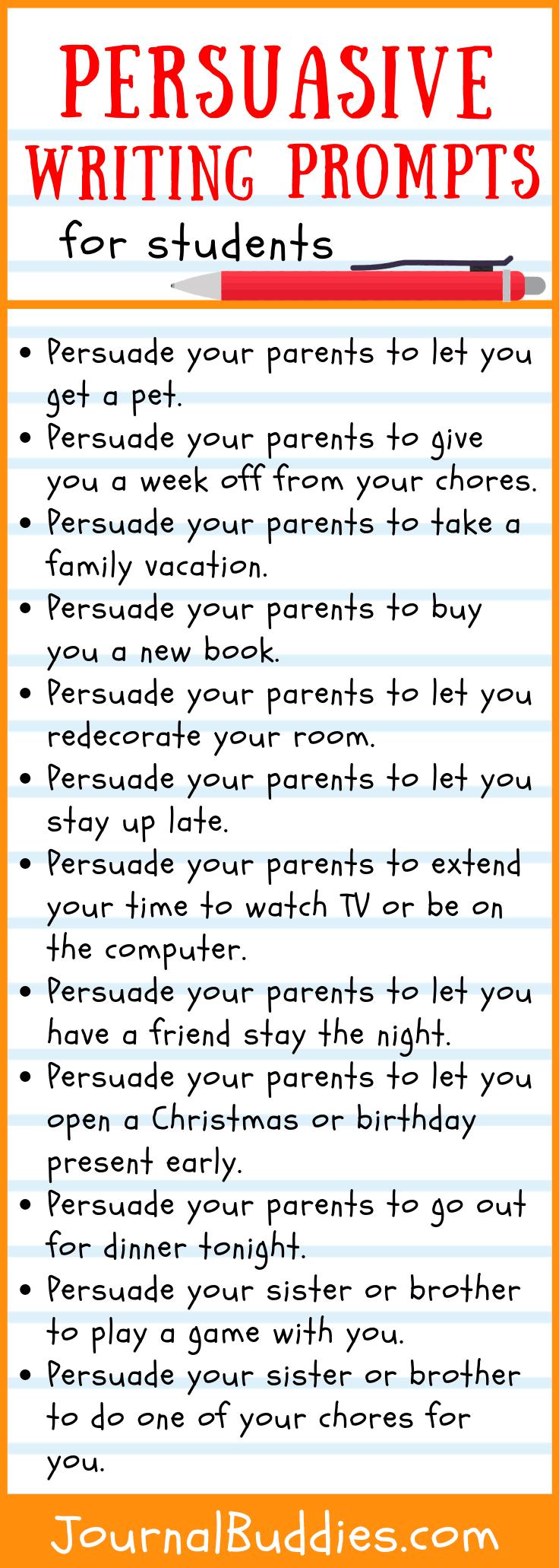 Persuasive Writing Prompts And Ideas