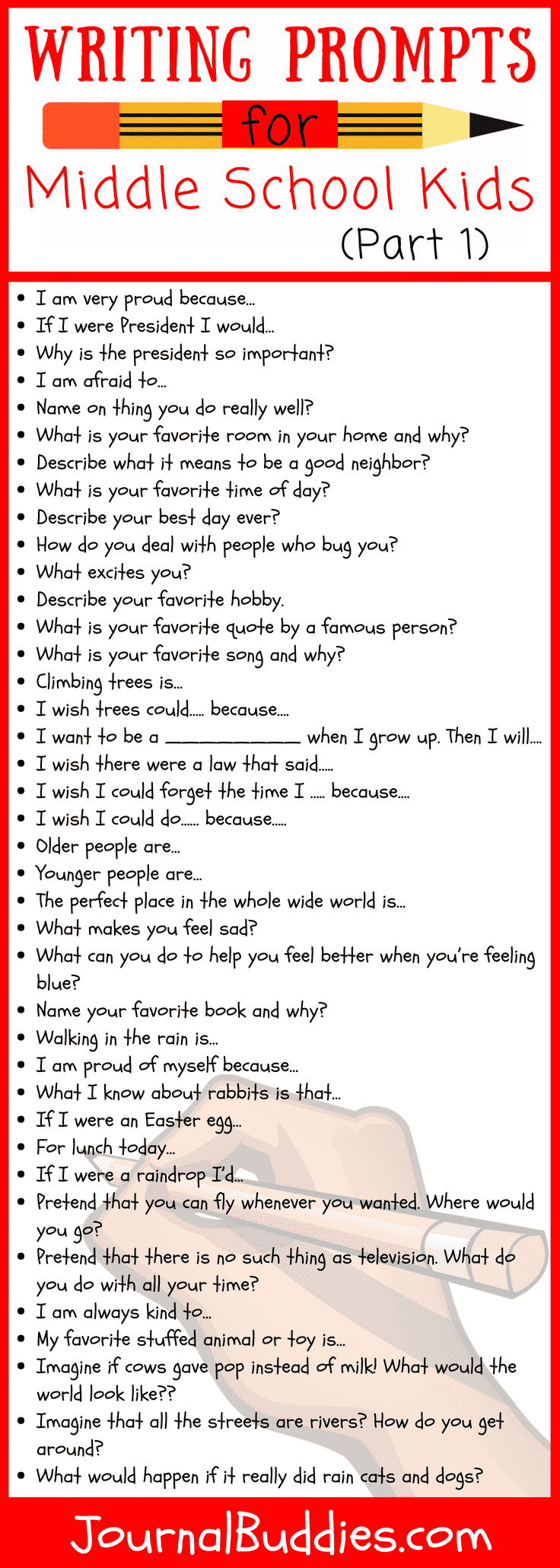 78 Writing Prompts For Middle School Kids Part 1 3 JournalBuddies