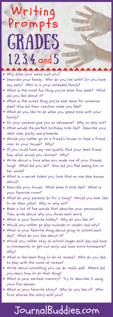 Super Sweet List of Prompts for 1 -5 Graders » JournalBuddies.com