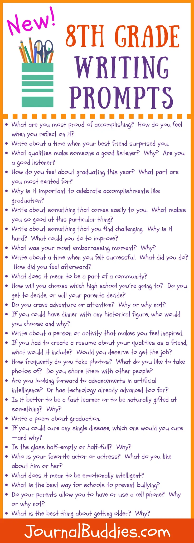 Journal Writing Ideas For 8th Grade Students
