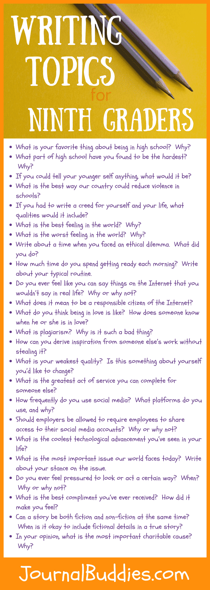 Topics To Write About For Nineth Graders
