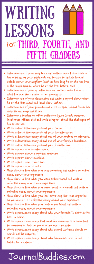 Writing Lessons for 3rd, 4th, and 5th Graders » JournalBuddies.com