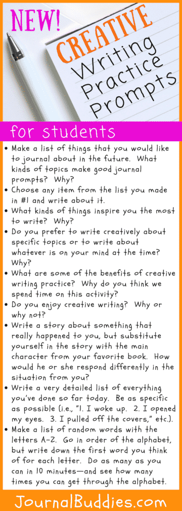 Creative Writing Practice 30 Prompts & 5 Fun Tips » JournalBuddies.com