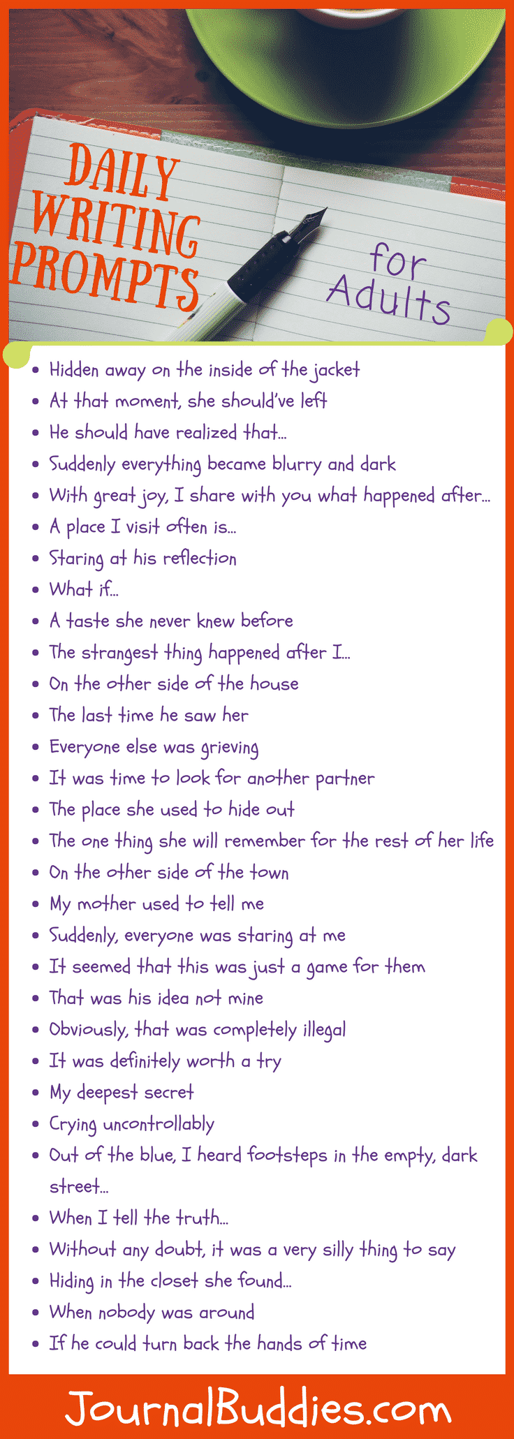 53 of the Best Writing Prompts for Adults » JournalBuddies.com 53 of the Best Writing Prompts for Adults » JournalBuddies.com