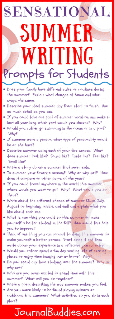 Summer Writing Prompts: 32 Sensational Ideas » JournalBuddies.com