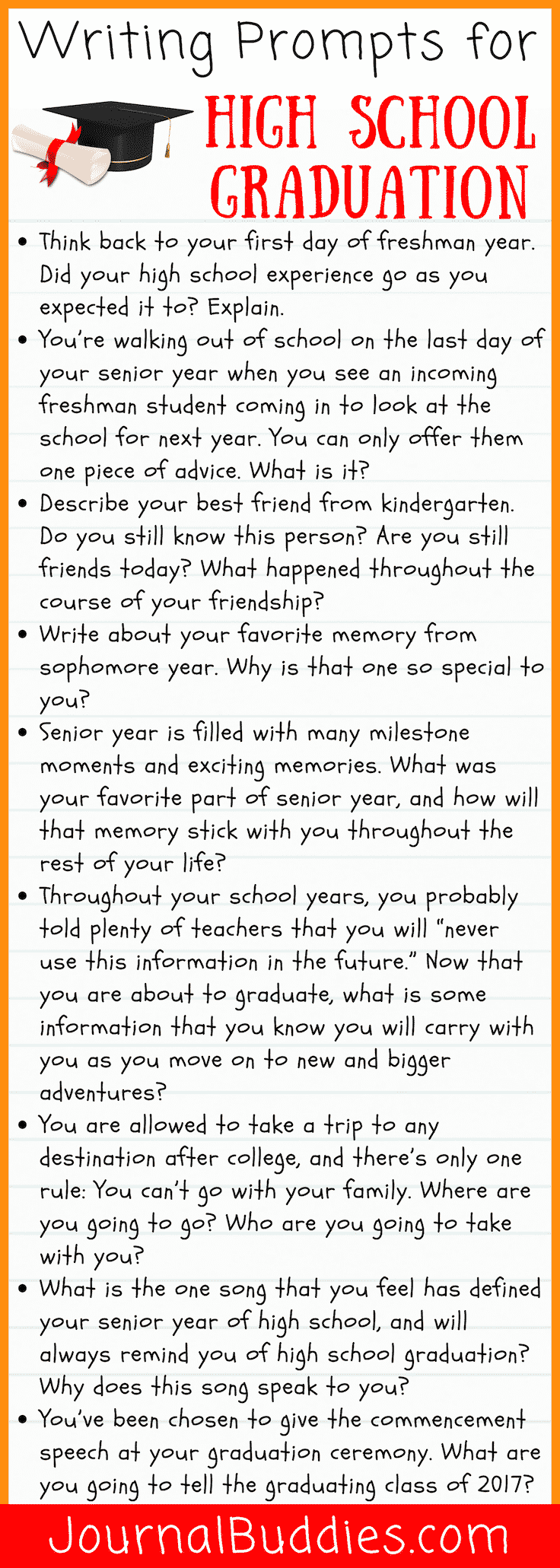 Journal Writing Prompts About Graduation From High School