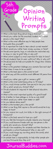 30 Great 5th Grade Opinion Writing Prompts » JournalBuddies.com