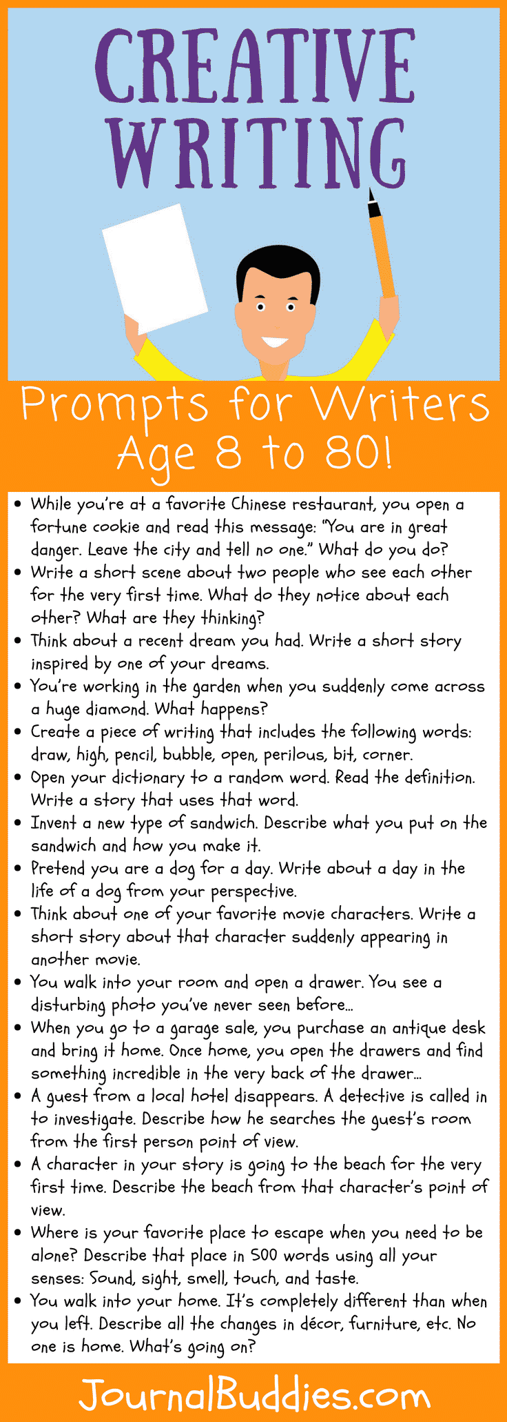 33 Creative Writing Prompts For Writers Age 8 80 JournalBuddies