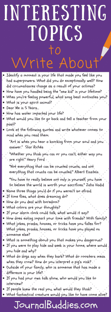 64 Interesting Topics to Write About » JournalBuddies.com