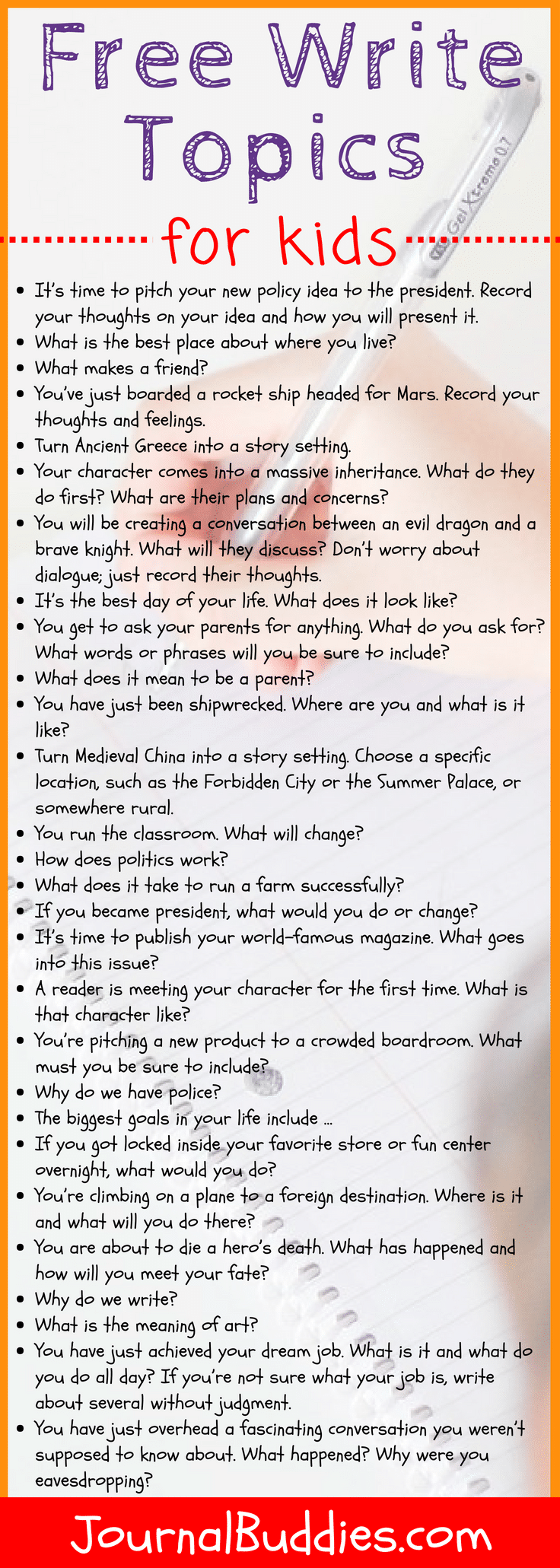 Free Write Topic Ideas For Kids