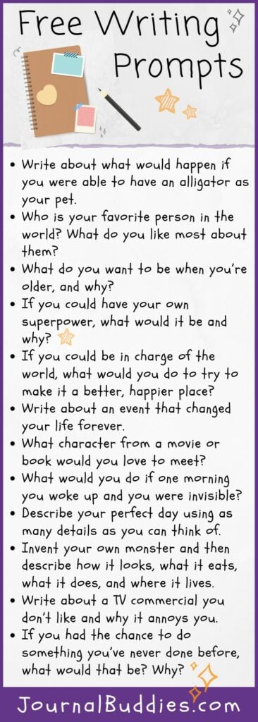 35 Fun-Filled Free Writing Prompts » JournalBuddies.com