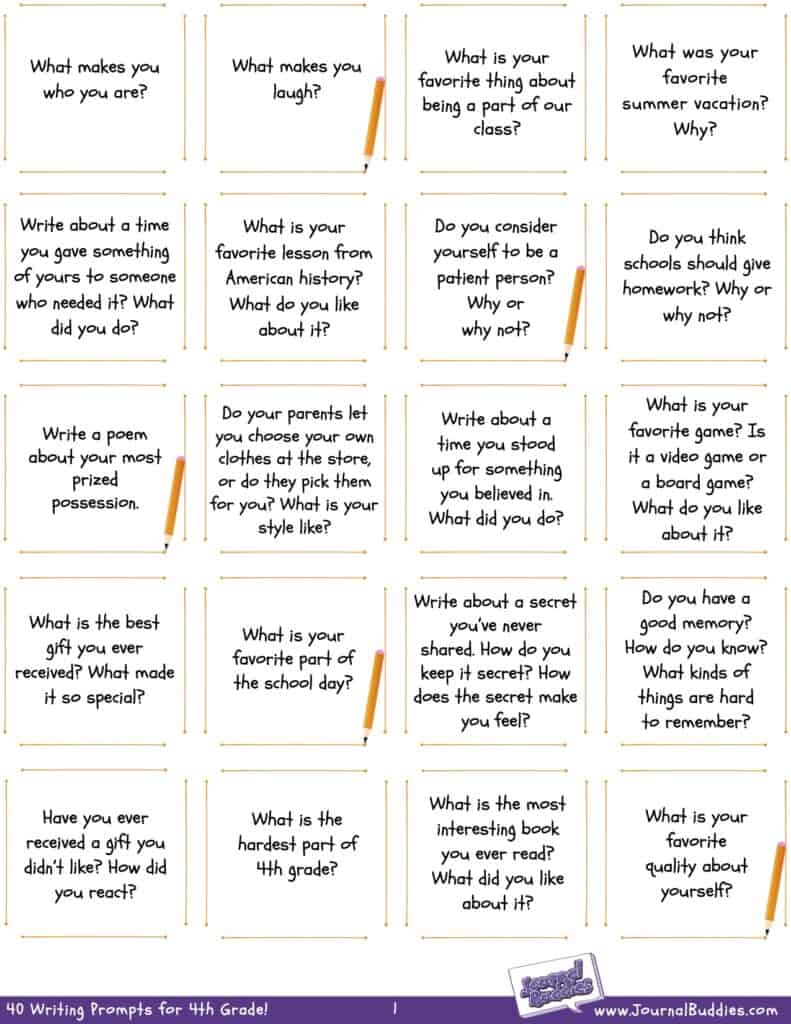 Writing Assignments For 4th Grade