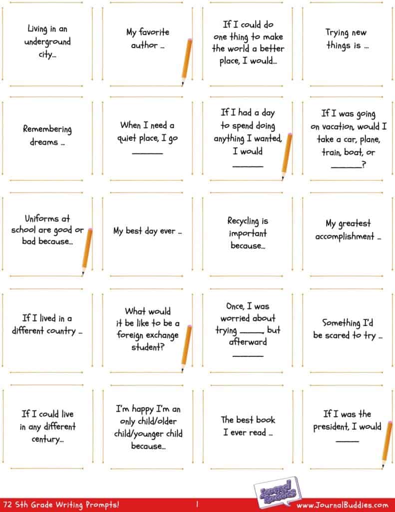 Grade 5 Printable Prompts