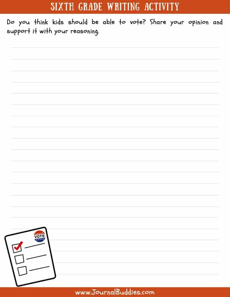 6th Grade Writing Worksheet