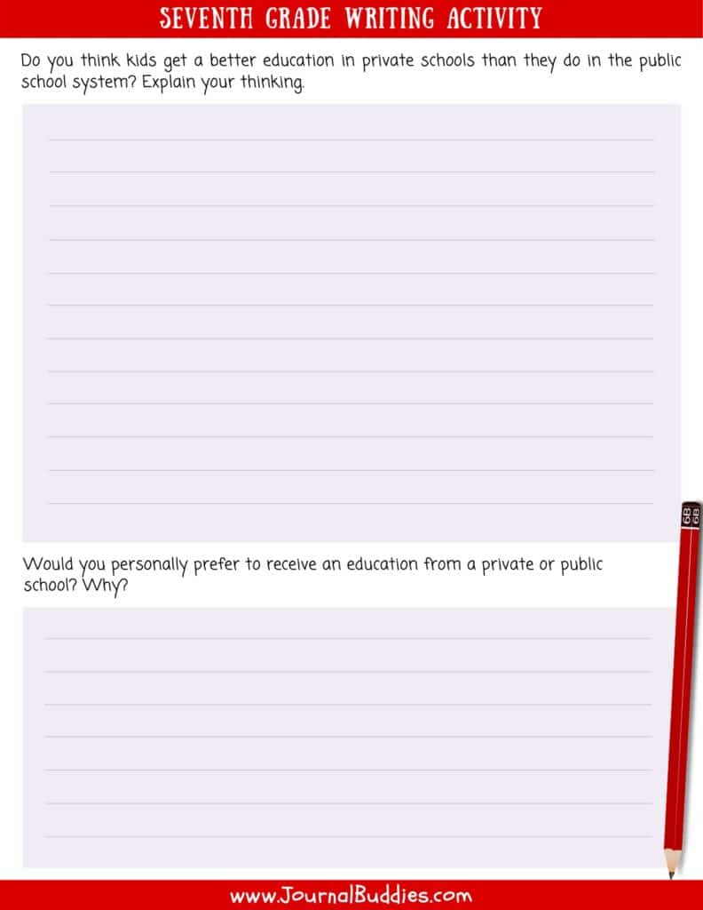 Grade 7 Writing Worksheet