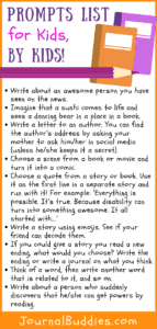 Prompts List for Kids by Kids with 30 Super Ideas » JournalBuddies.com
