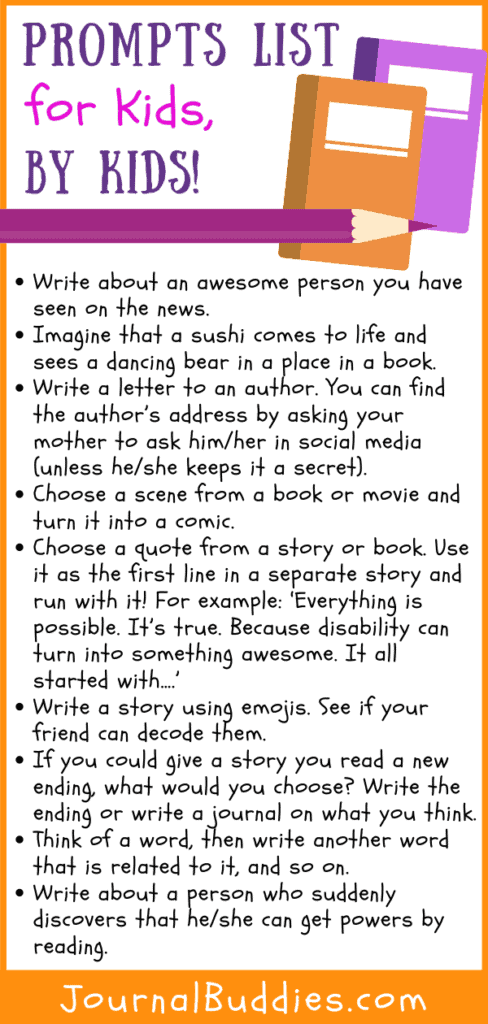 Prompts List for Kids by Kids with 30 Super Ideas » JournalBuddies.com