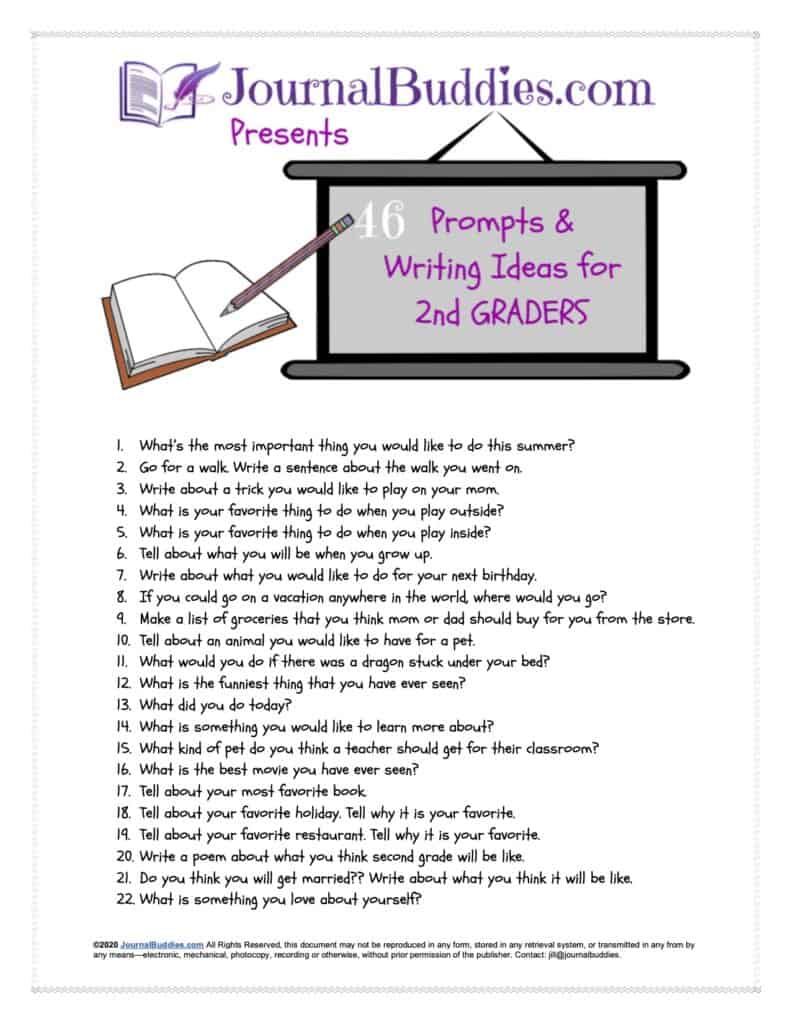 2nd Grade Writing Prompts JournalBuddies