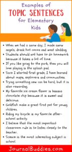 30 Examples of Topic Sentences (by grade level) » JournalBuddies.com