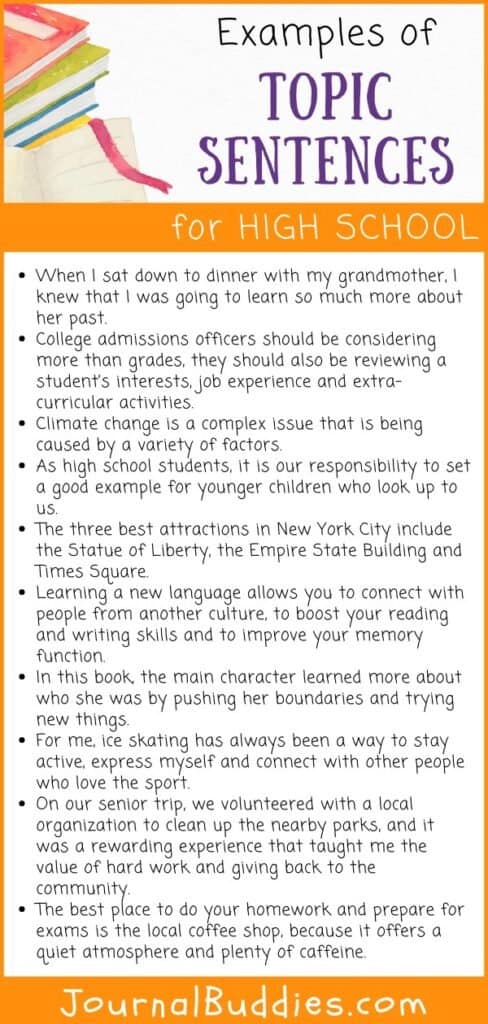 30 Examples of Topic Sentences (by grade level) » JournalBuddies.com