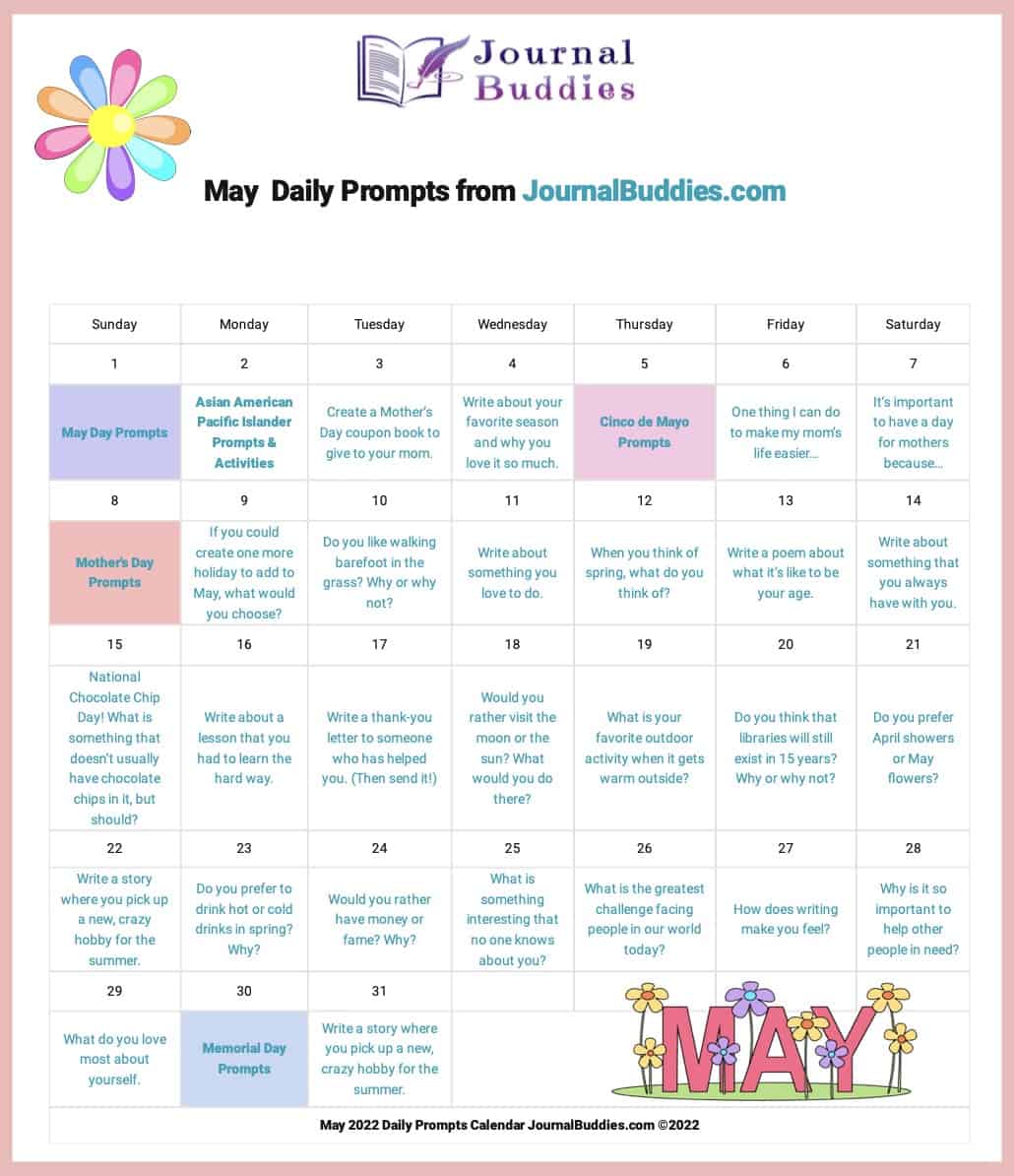 Free Monthly Journal Prompts 2023 » JournalBuddies.com