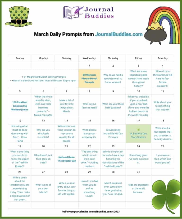 Free Monthly Journal Prompts 2023 » JournalBuddies.com
