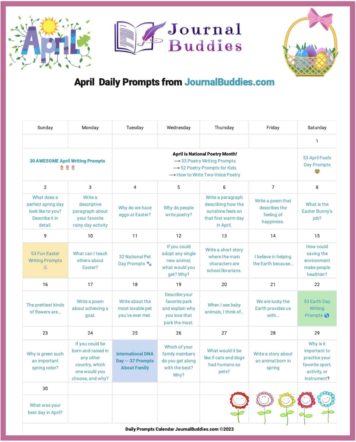 Free Monthly Journal Prompts 2023 » JournalBuddies.com