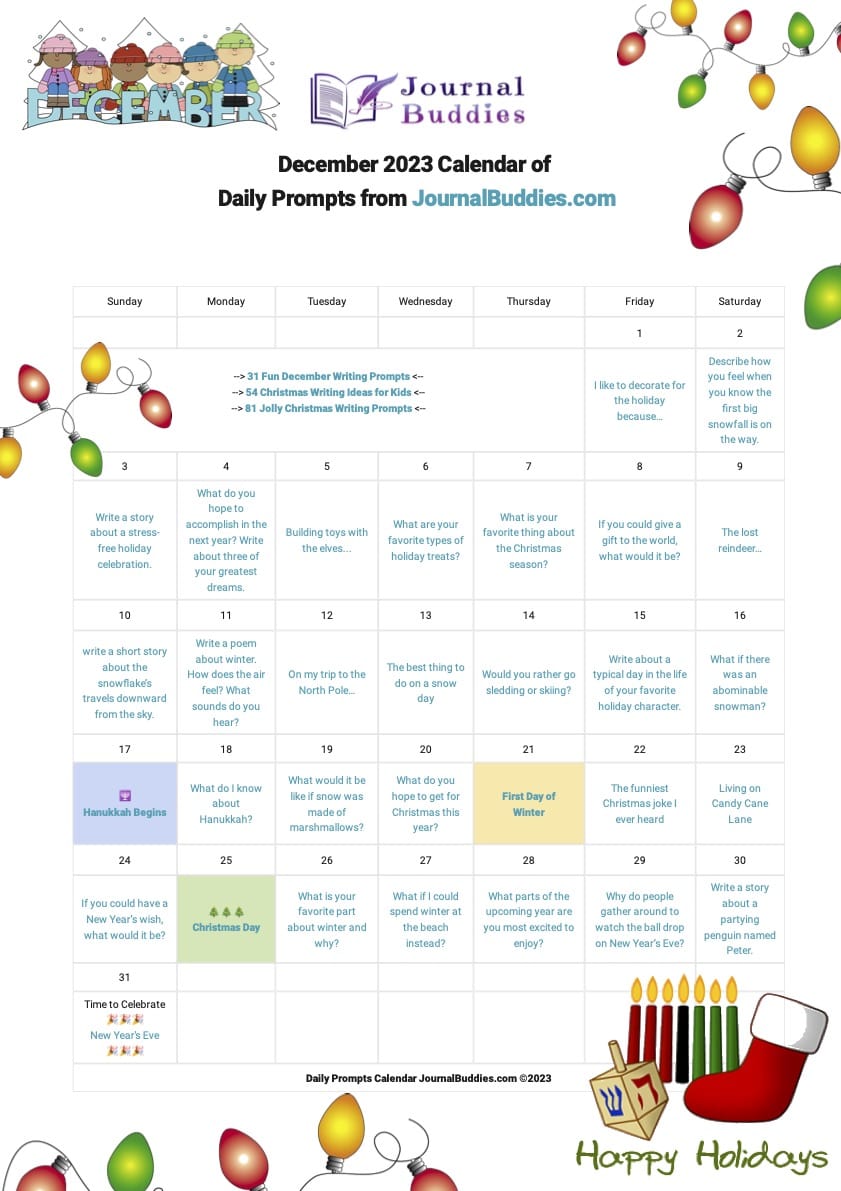 Free Monthly Journal Prompts 2023 » JournalBuddies.com
