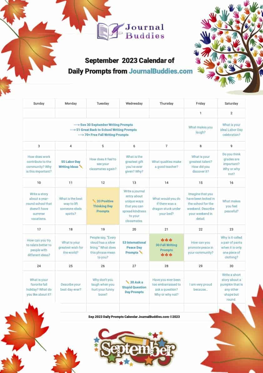 30 Thoughtful and Fun Writing Prompts for September » JournalBuddies.com