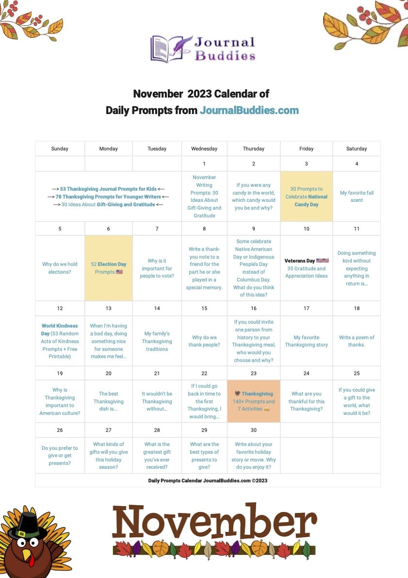 Free Monthly Journal Prompts 2023 » JournalBuddies.com